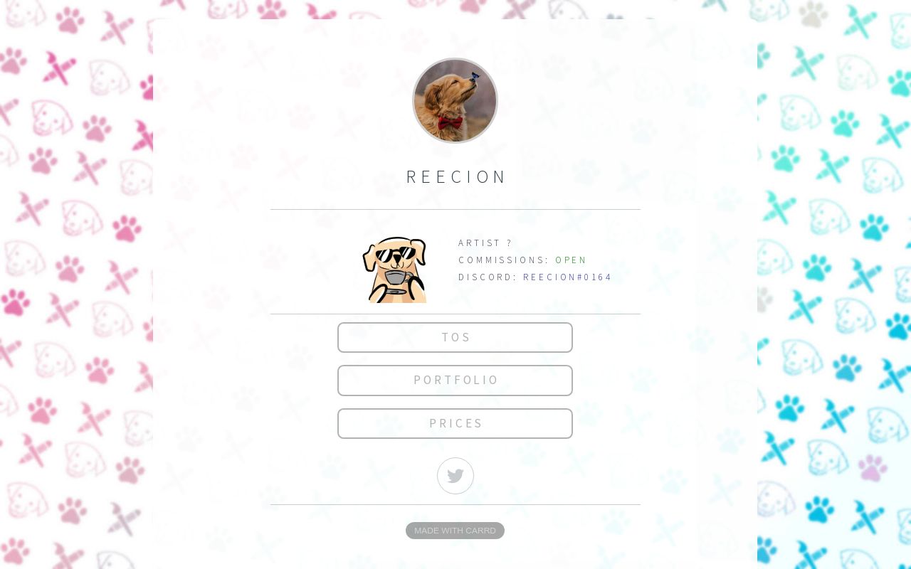 Reecion's commissions card